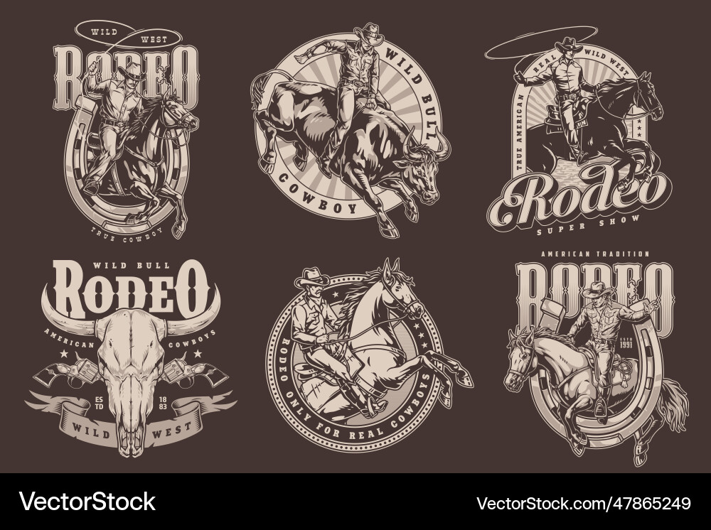 Western Rodeo Show Flyers Royalty Free Vector Image