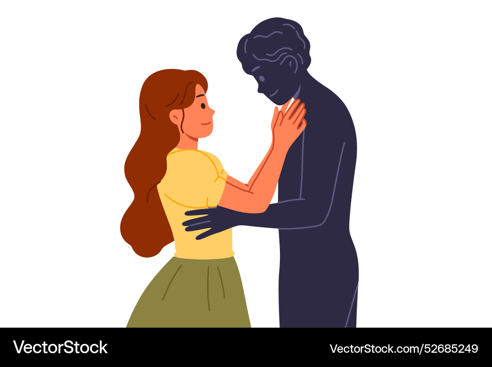 Woman with problems in relationship imaginary Vector Image