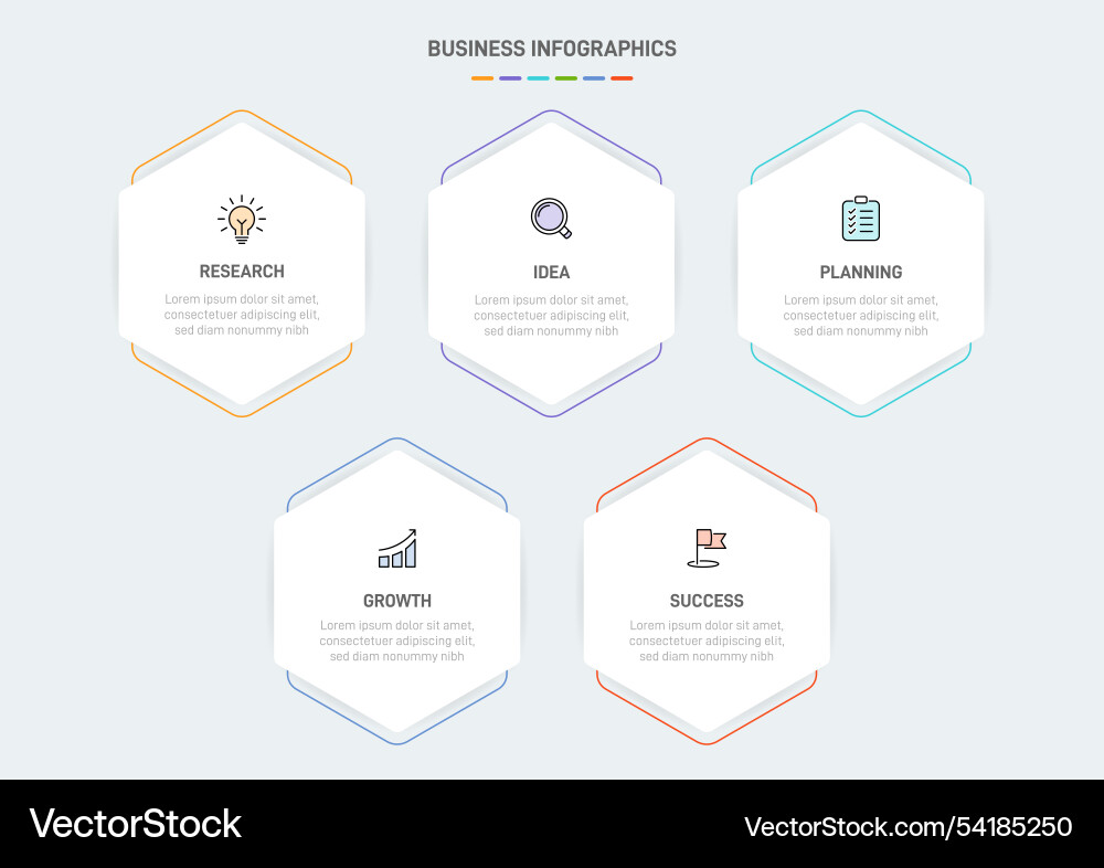 5 clean infographic design shaped elements Vector Image