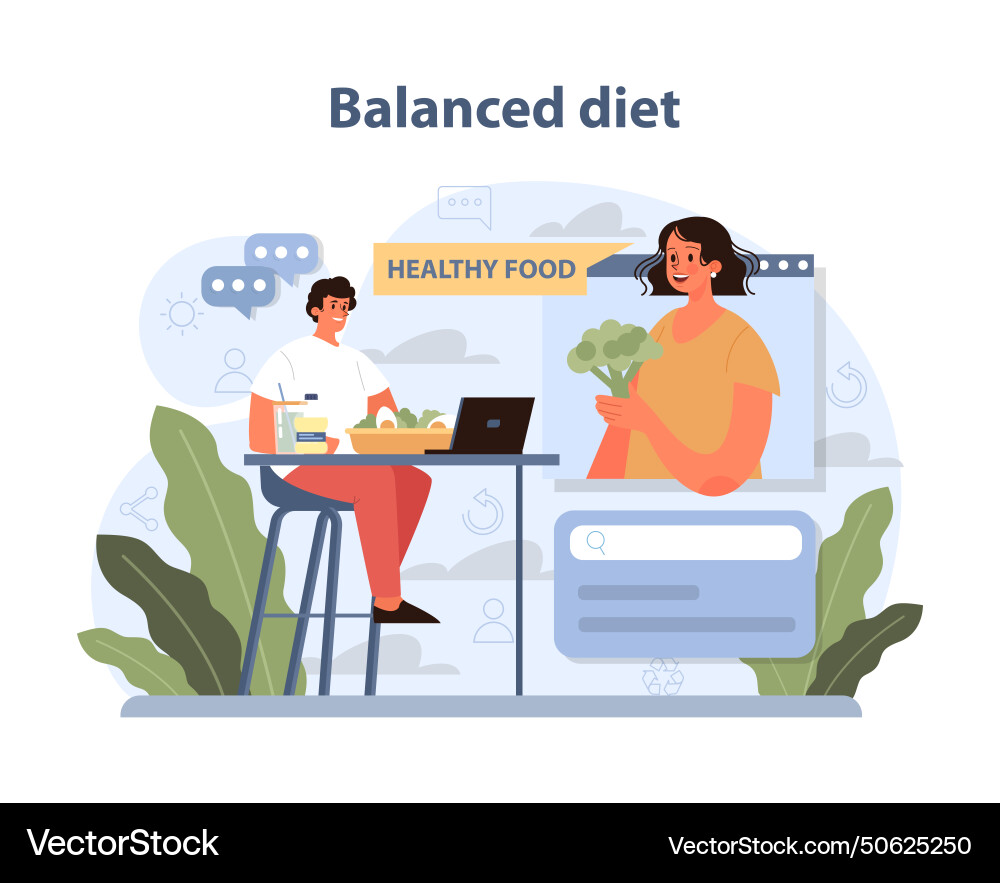 Balanced diet depiction a serene setting Vector Image