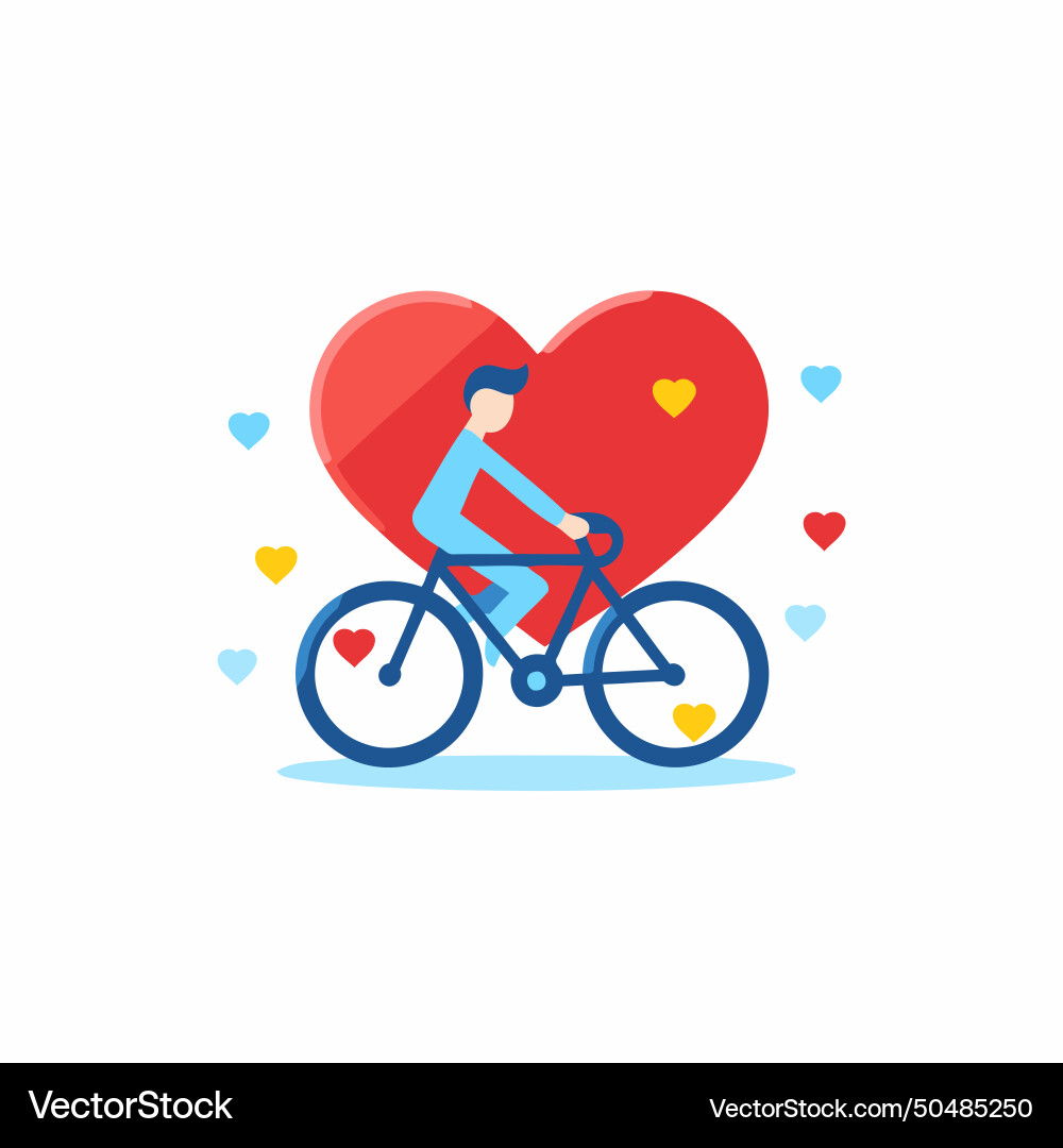 Bicycle with heart icon in flat design style Vector Image