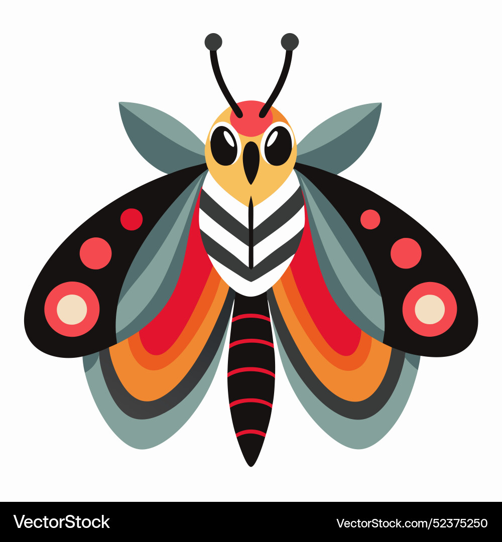 Cecropia moth dancing kawaii Royalty Free Vector Image