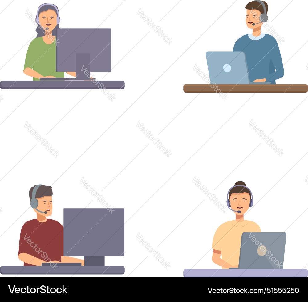 Diverse people working on computers Royalty Free Vector