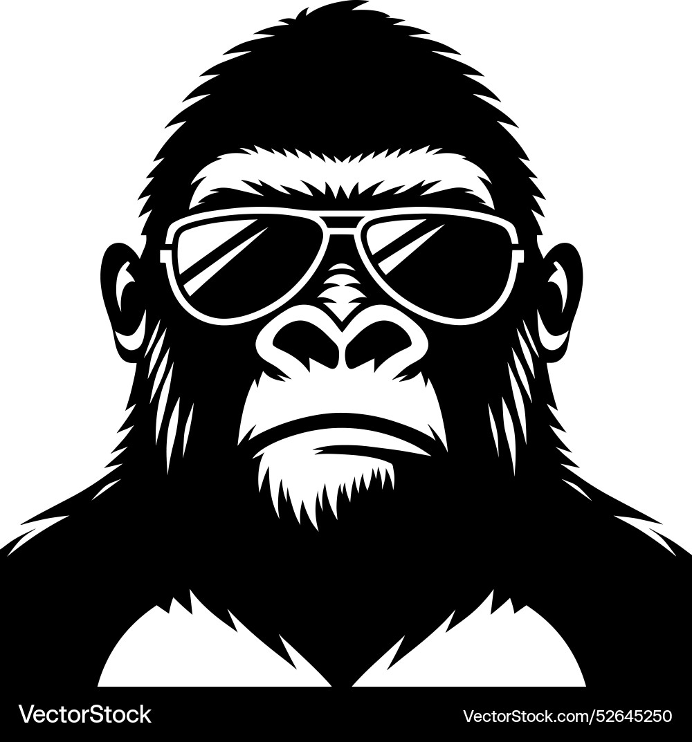Gorilla wearing sunglass cool silhouette isolated Vector Image