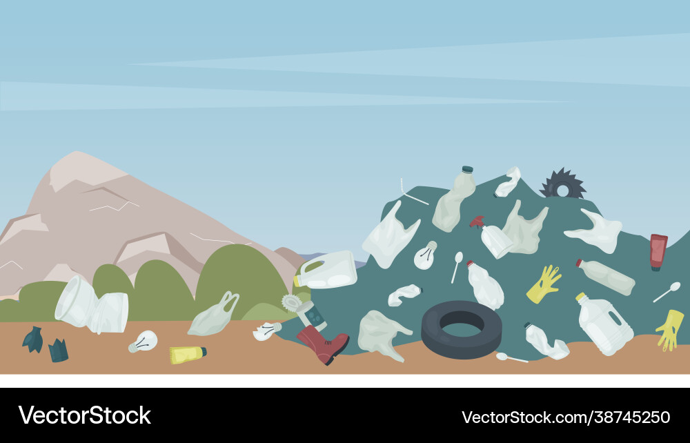 Landfill with garbage waste dump in nature Vector Image