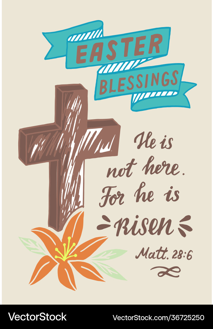 Lettering with inscription he is risen Royalty Free Vector