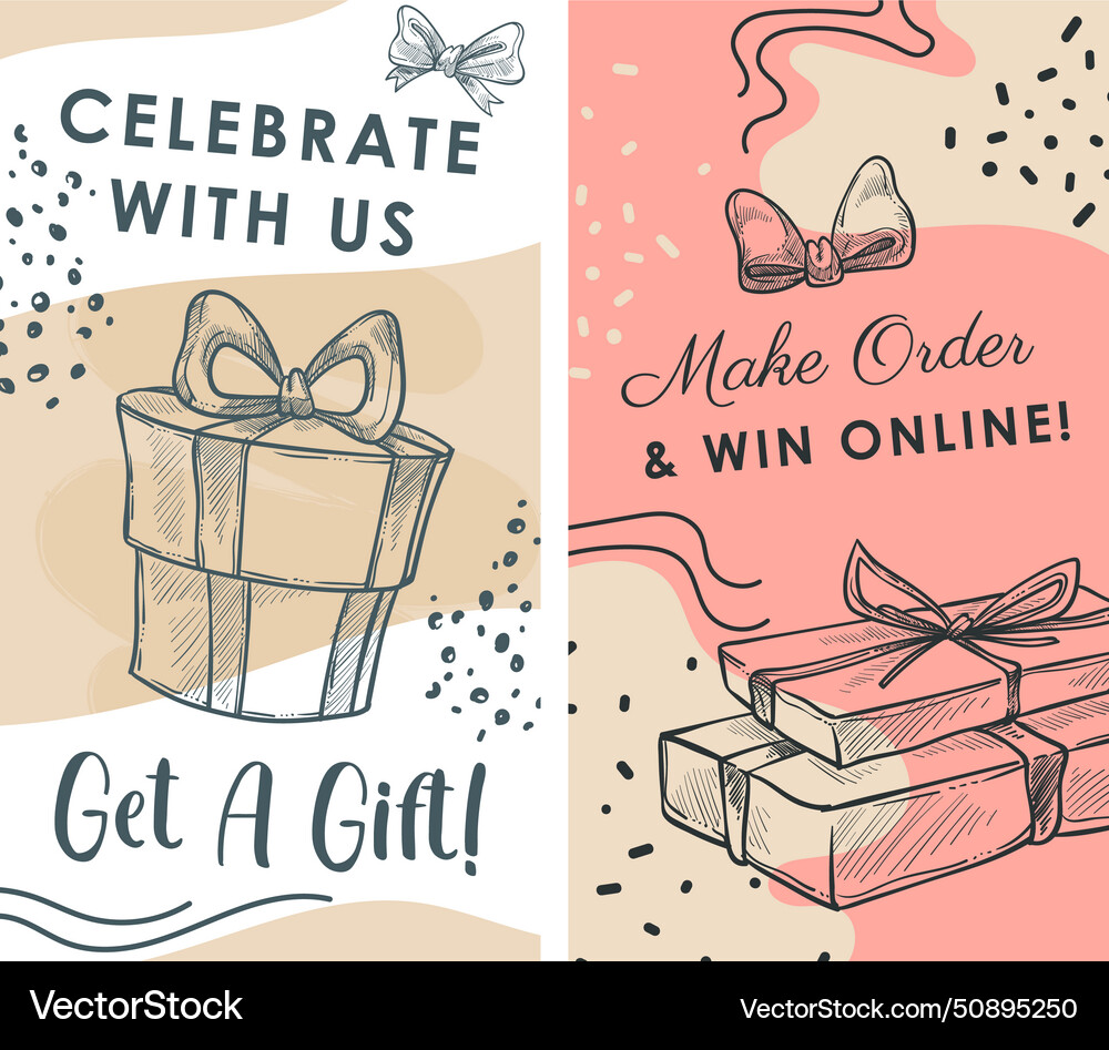 Make order online and win prize celebrate with us Vector Image