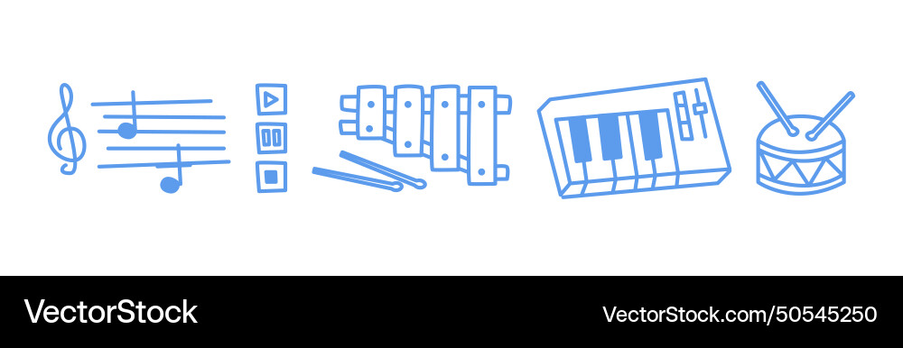 Music object and instrument blue line element Vector Image