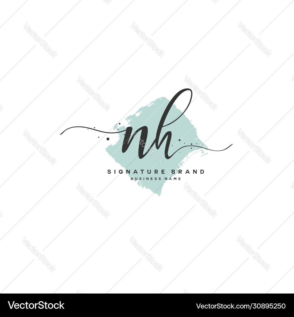N h nh initial letter handwriting and signature Vector Image