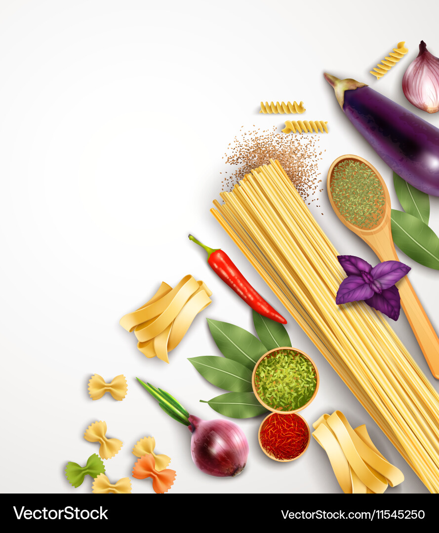 Realistic pasta template Royalty Free Vector Image