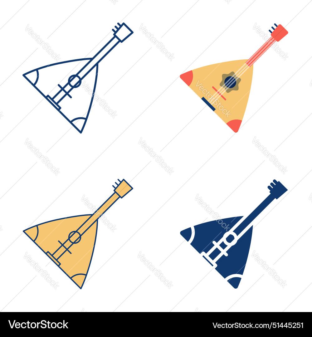 Balalaika musical instrument icon set Royalty Free Vector
