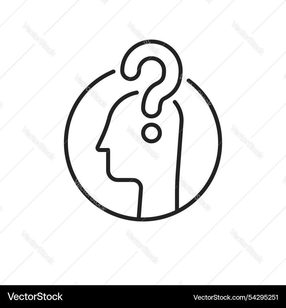 Black thin line guess who or big doubt icon Vector Image