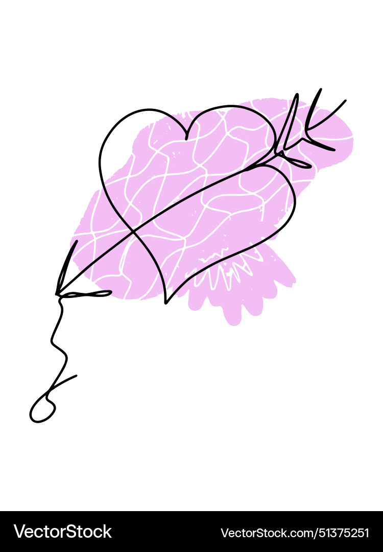 Hearts with abstract pink spots line art one Vector Image