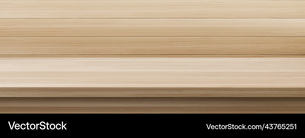 Kitchen wooden table top on plank wall background Vector Image