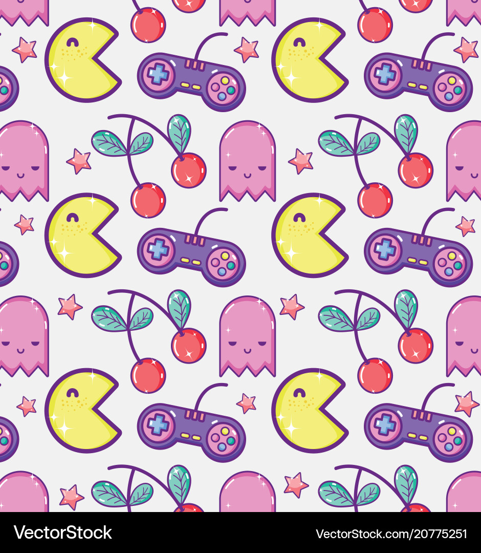 Videogame cartoons pattern background Royalty Free Vector