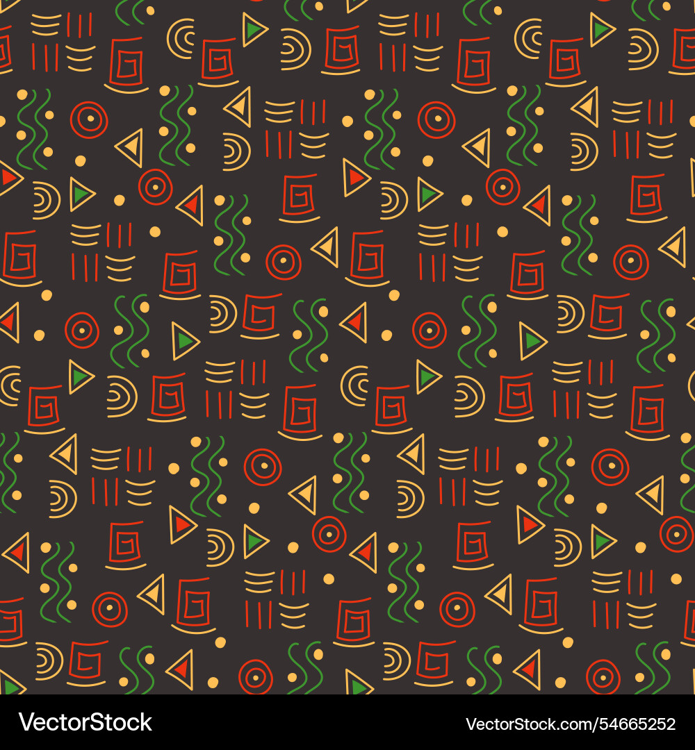 African geometric pattern with abstract symbols Vector Image