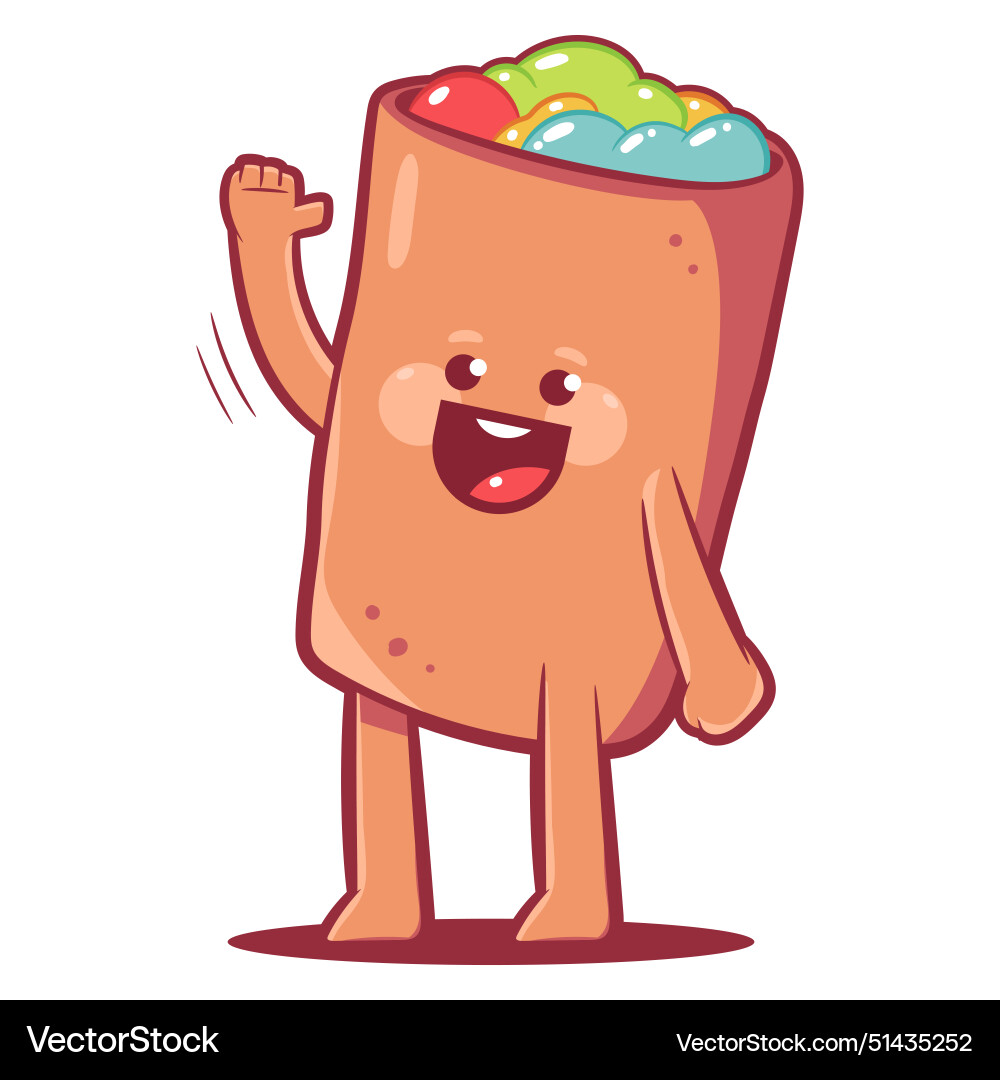 Cute burrito cartoon character Royalty Free Vector Image