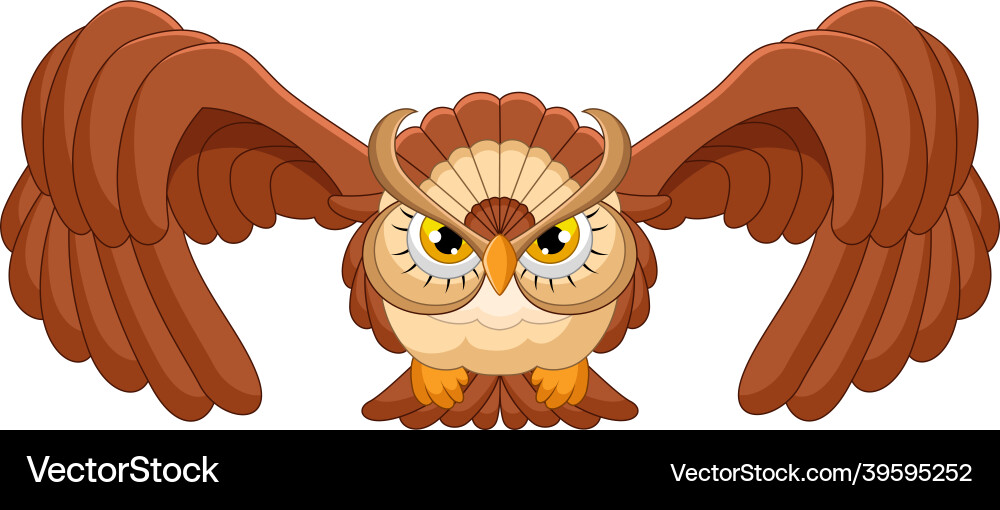 Cute owl flying cartoon on white background Vector Image