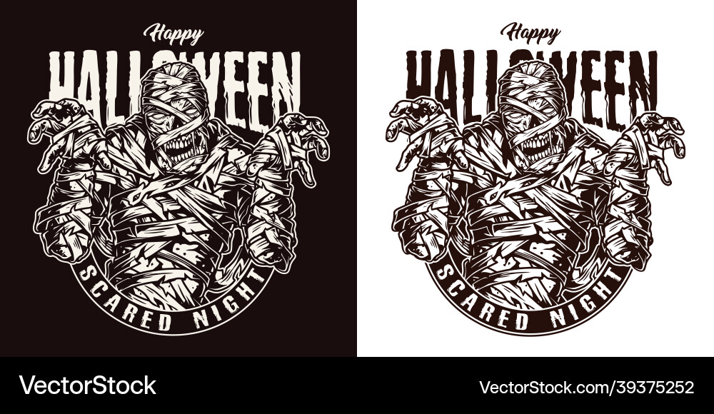 Spooky Mummy Halloween Label Royalty Free Vector Image