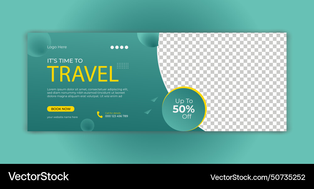 Travel facebook cover banner template Royalty Free Vector