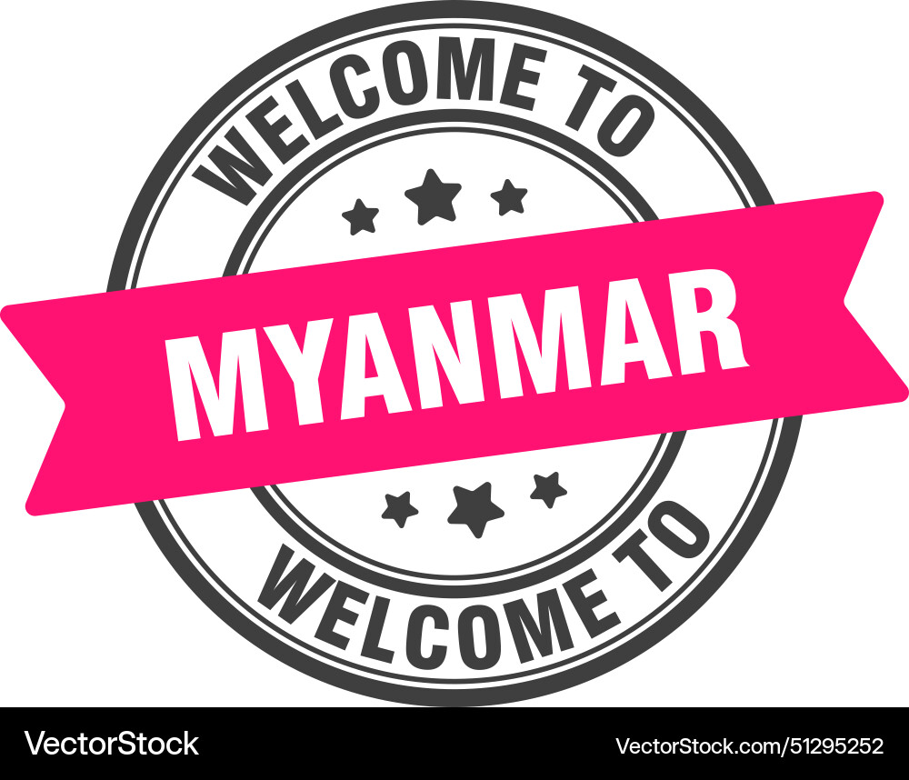 Welcome to myanmar stamp round sign Royalty Free Vector