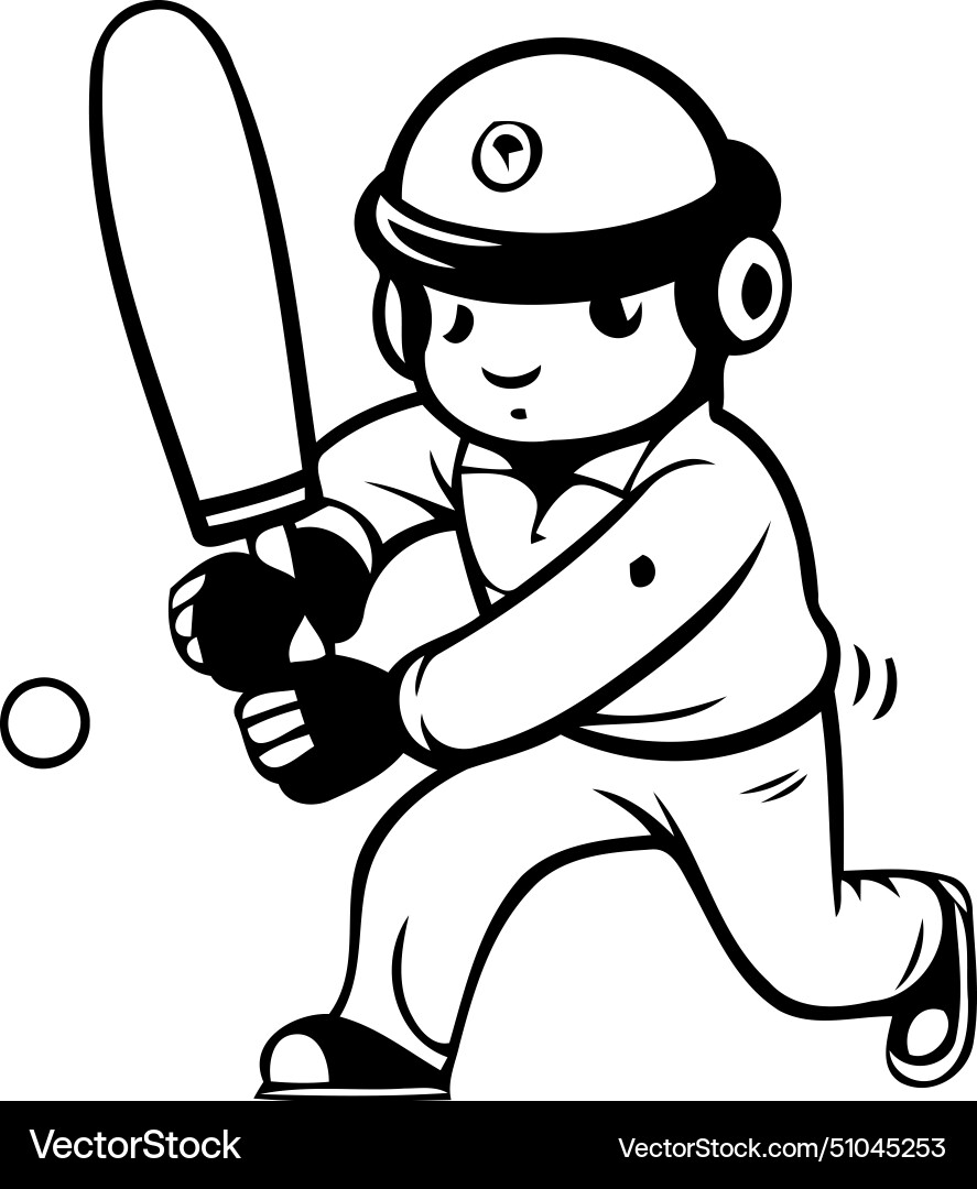Baseball player with bat and helmet on white Vector Image