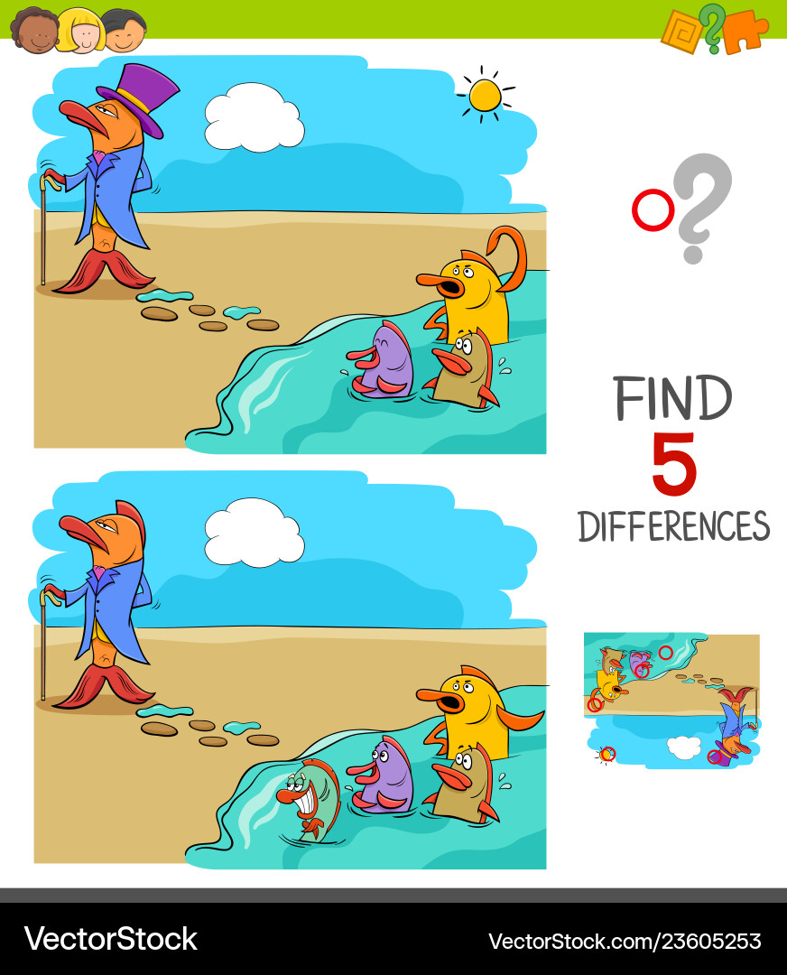 Find differences game for kids Royalty Free Vector Image