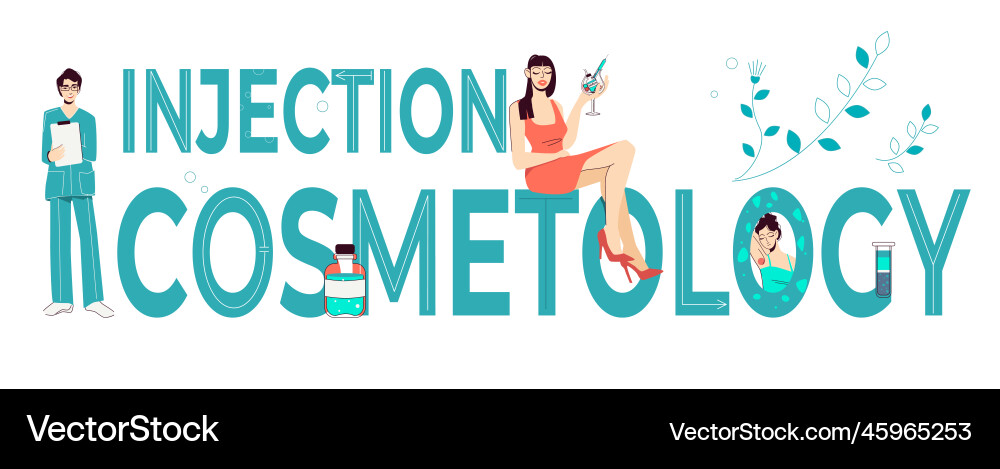 Injection cosmetology text horizontal banner Vector Image