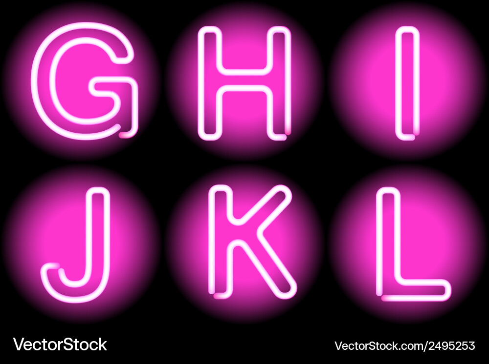 Neon letters Royalty Free Vector Image - VectorStock