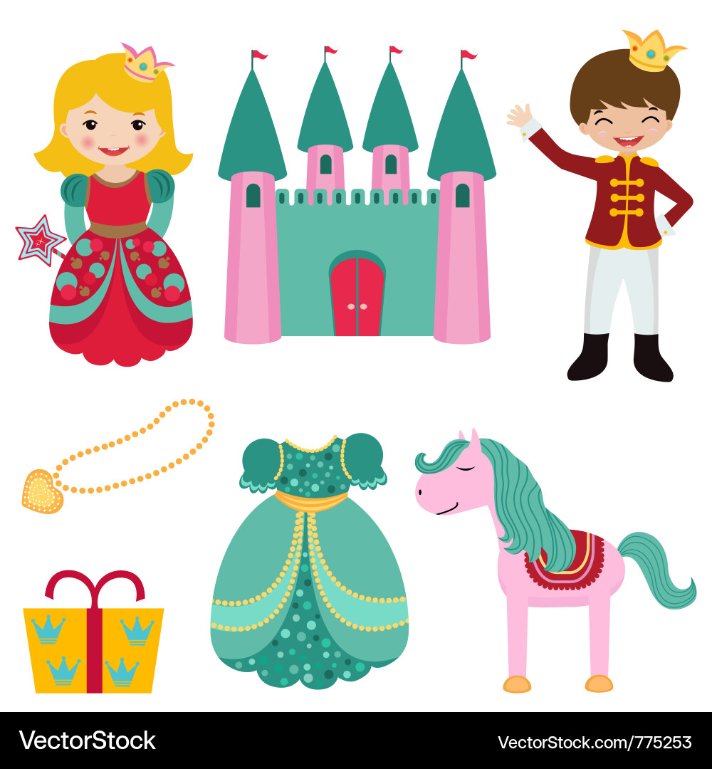 Prince and princess set Royalty Free Vector Image