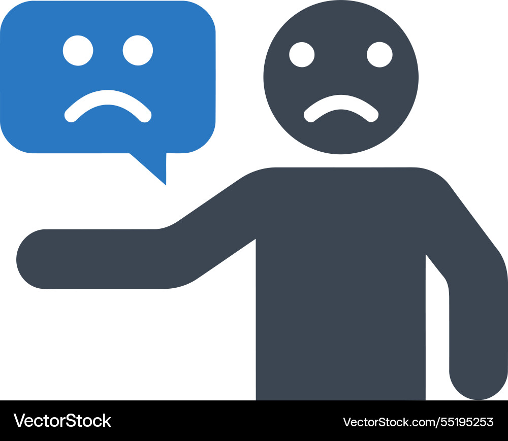 Sad face complaint icon Royalty Free Vector Image