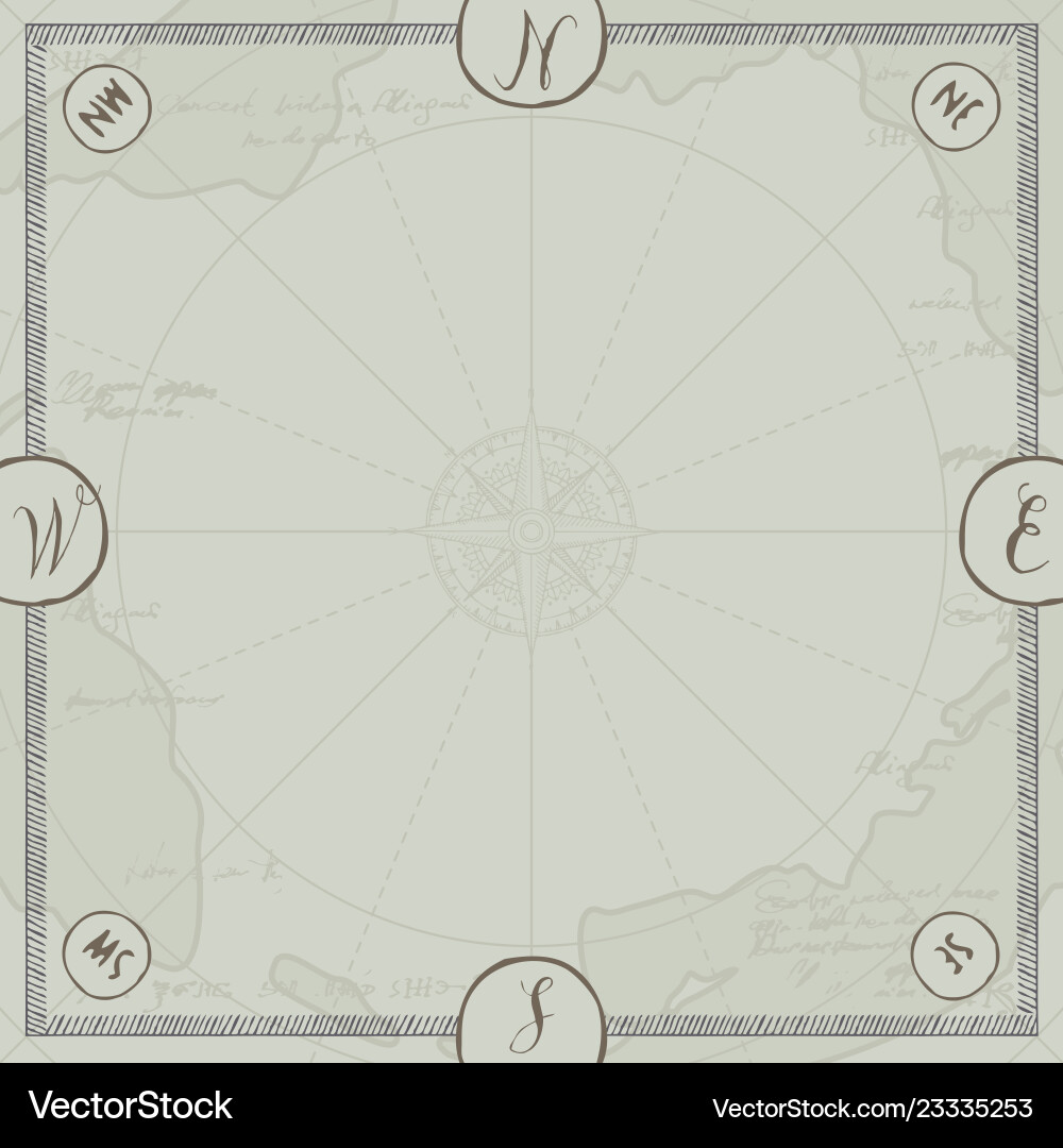 Travel background with a wind rose and old map Vector Image