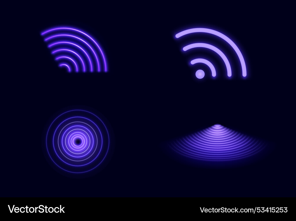 Wave light effect radar sensor beep technology Vector Image