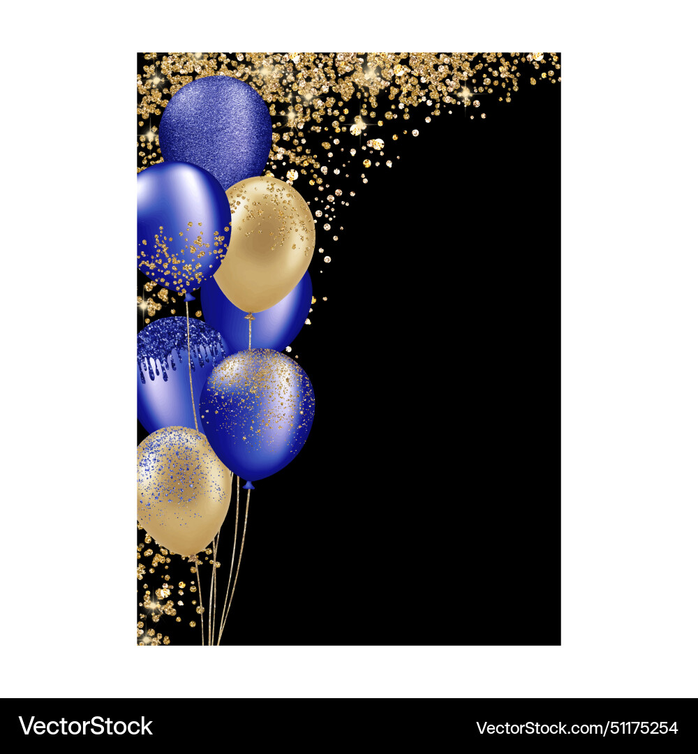Blue golden frame graduate card Royalty Free Vector Image