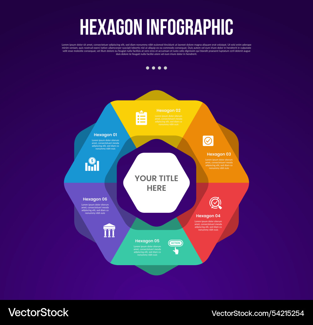 Hexagon or hexagonal six sided polygon template Vector Image