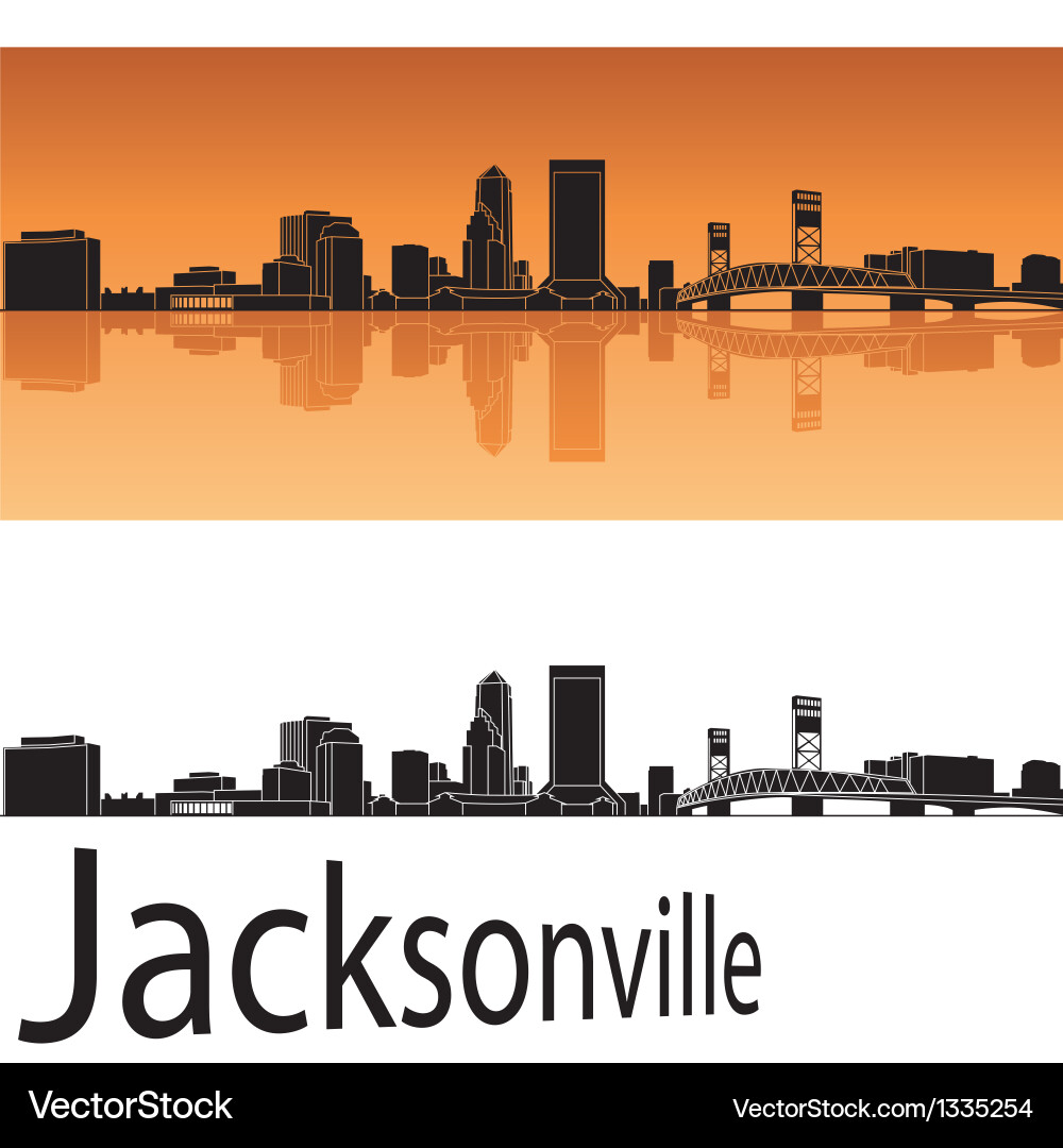 Jacksonville Skyline at Sunset Royalty Free Vector Image