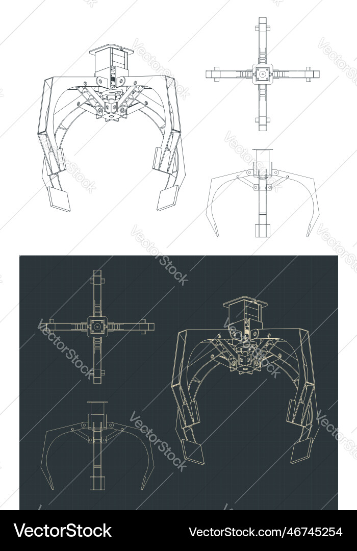 Jaw gripper blueprints Royalty Free Vector Image