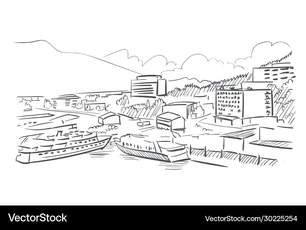 Juneau Alaska Sketch Landscape Royalty Free Vector Image