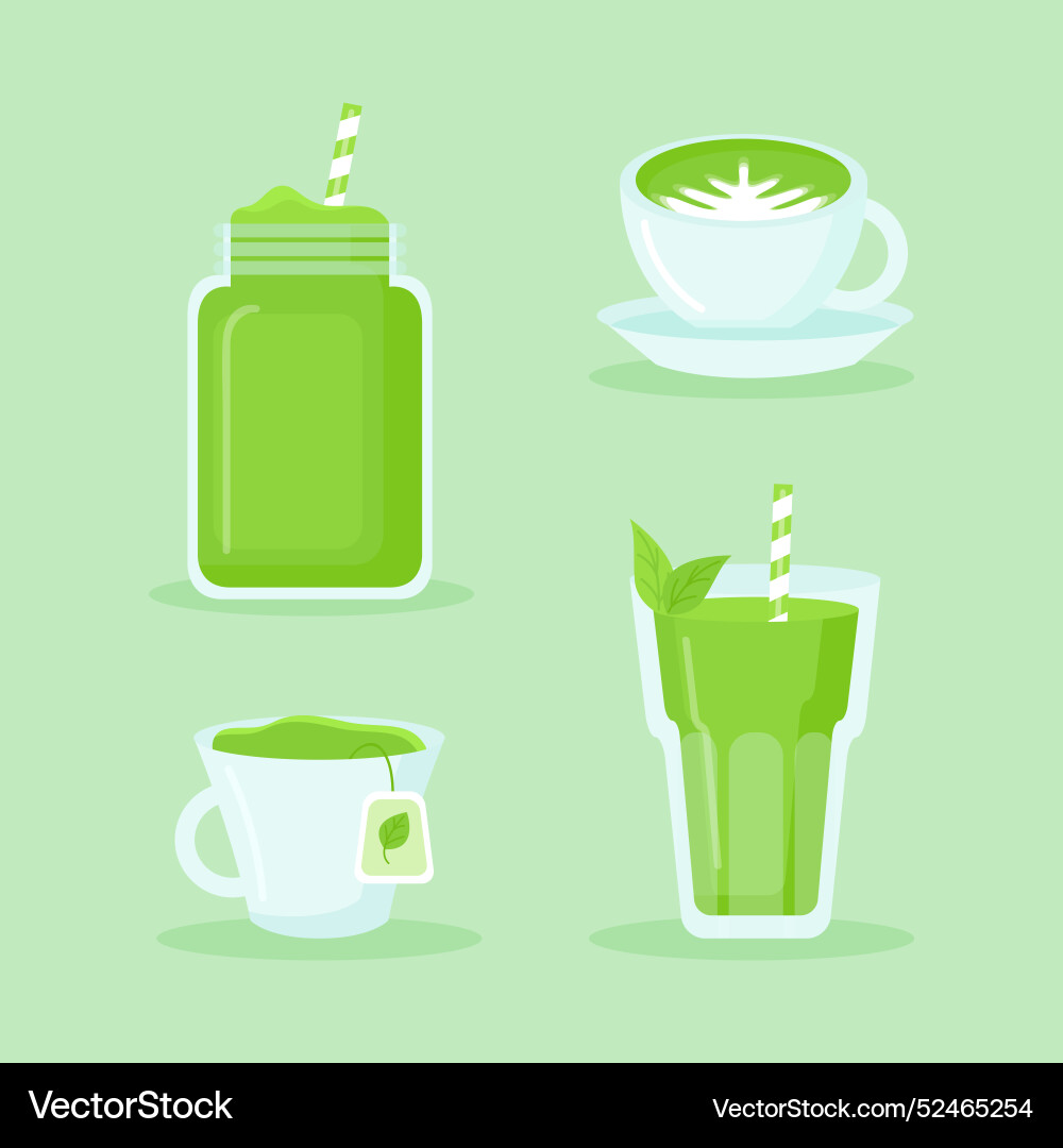 Matcha tea collection Royalty Free Vector Image