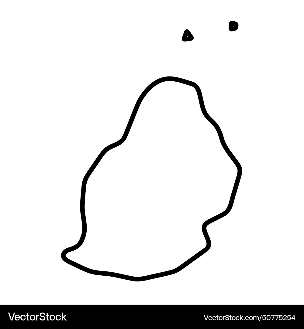 Mauritius simplified outline map Royalty Free Vector Image