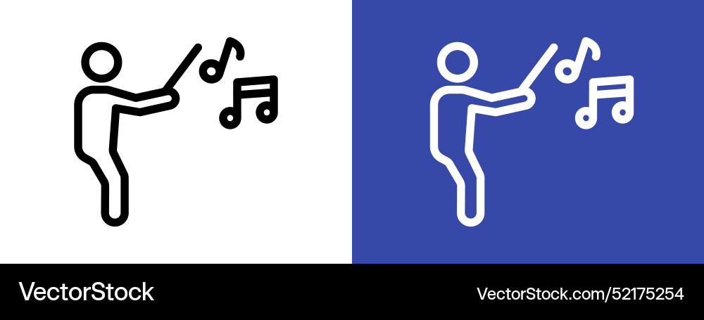 Music conductor logo sign set outline Royalty Free Vector