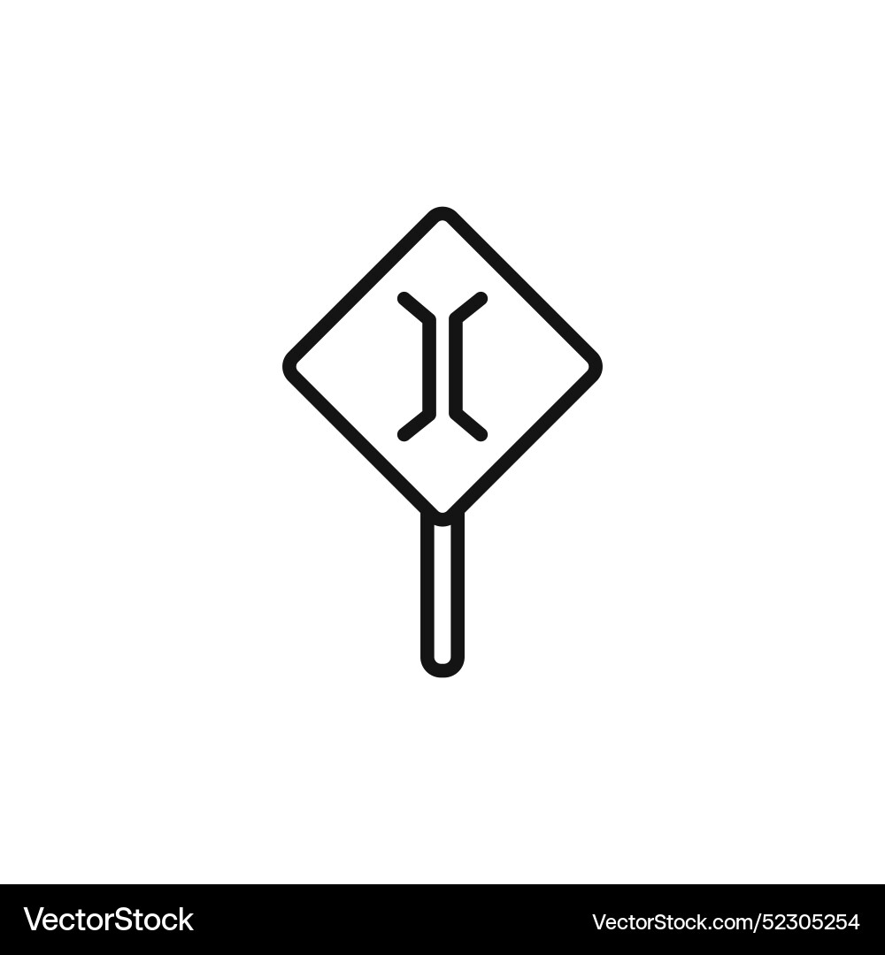 Narrow bridge ahead icon outline collection Vector Image