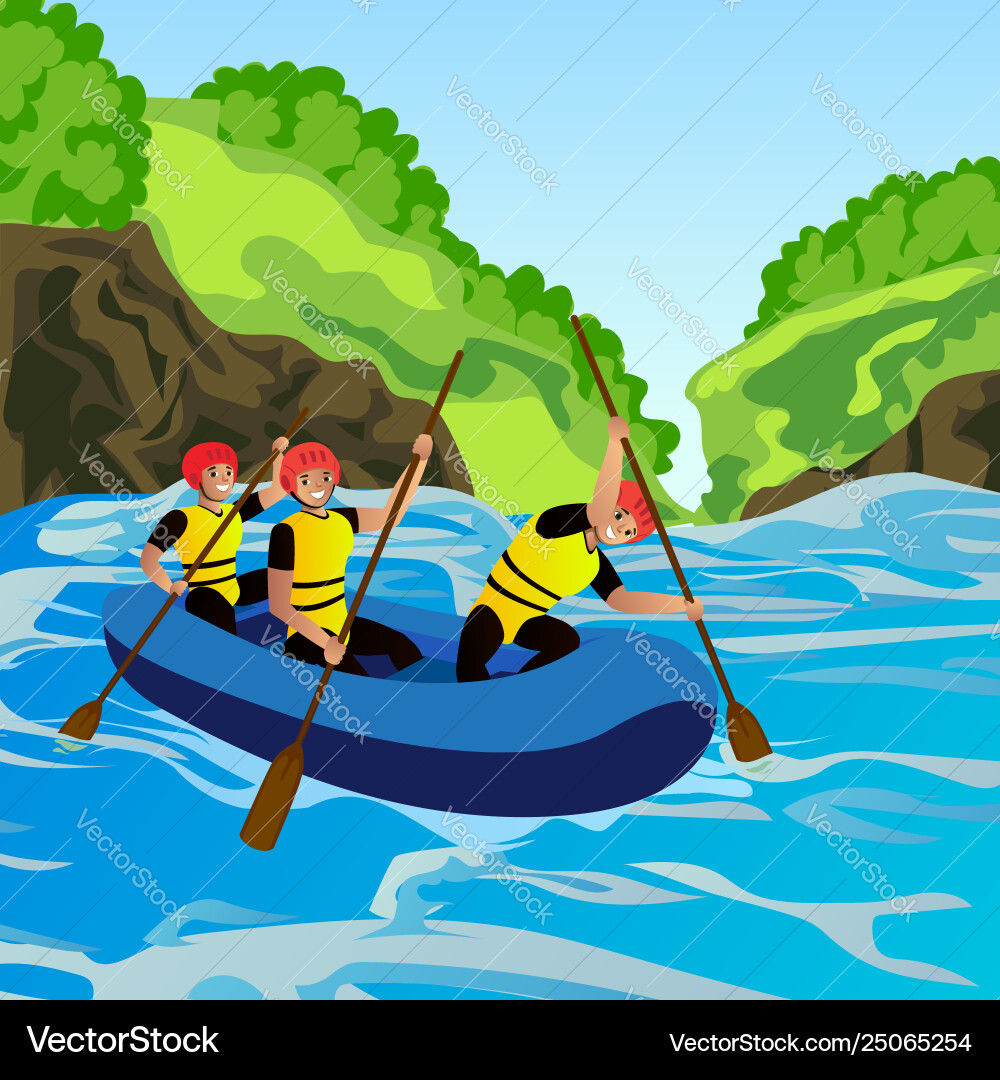 Rafting Adventure Cartoon Royalty Free Vector Image