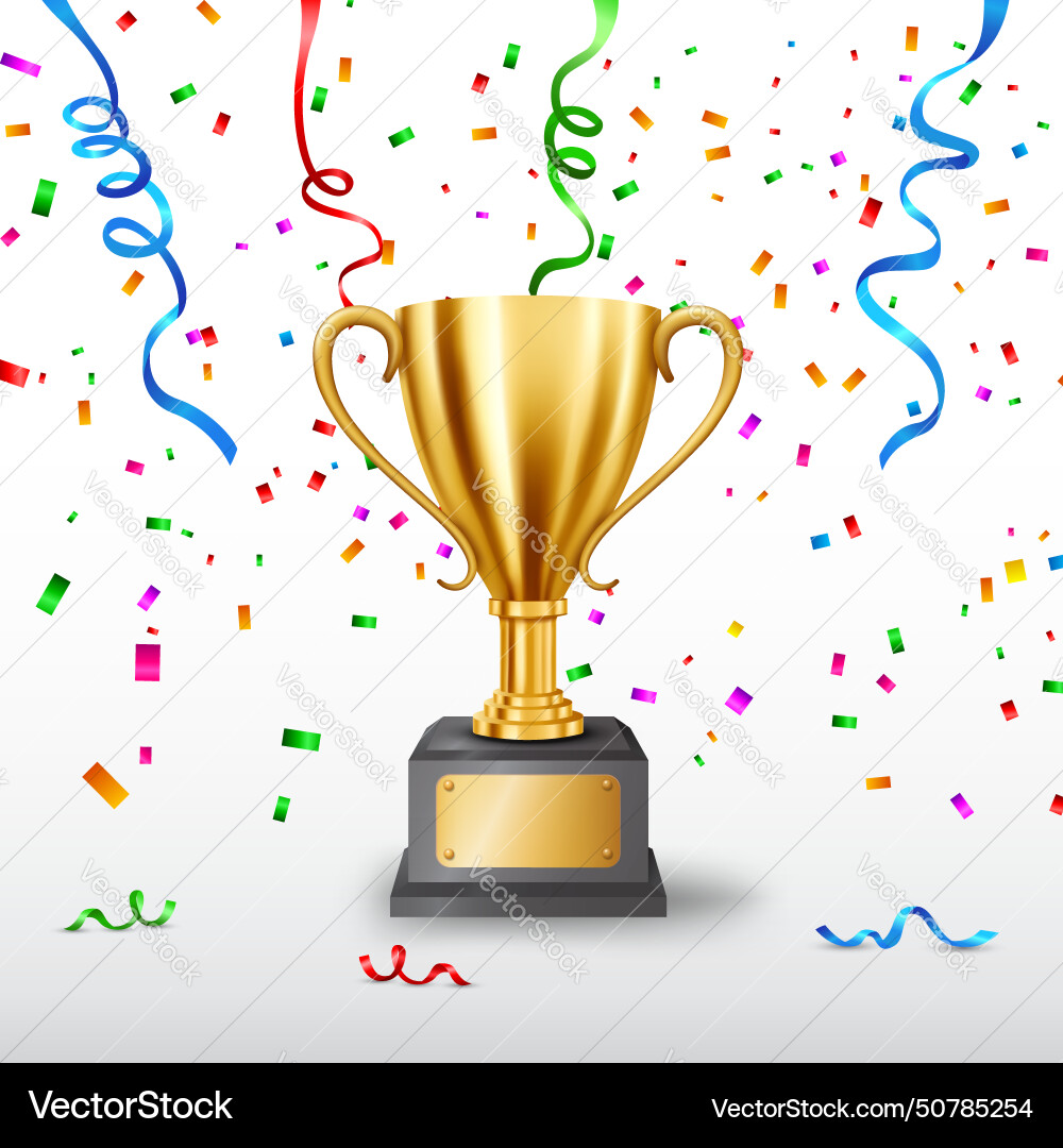 Realistic golden trophy with text space Royalty Free Vector