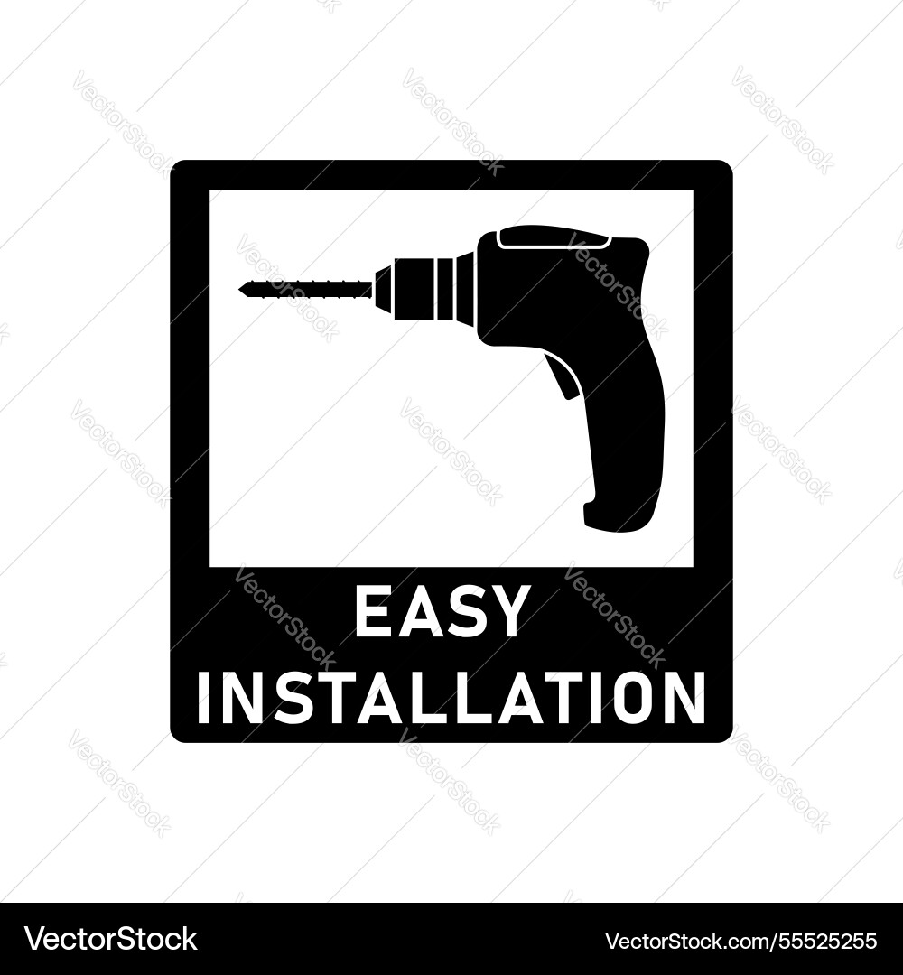 Easy simple installation icon with drill symbol Vector Image