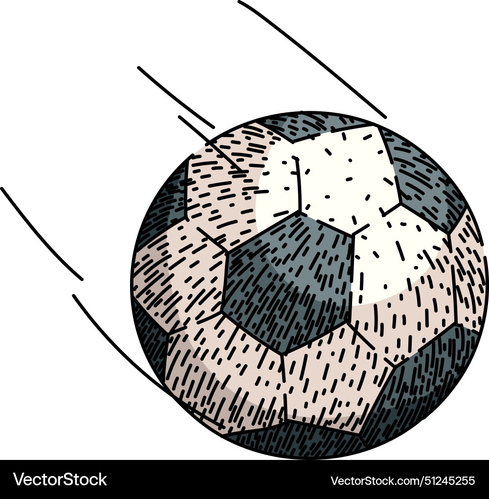 Game soccer ball sketch hand drawn Royalty Free Vector Image