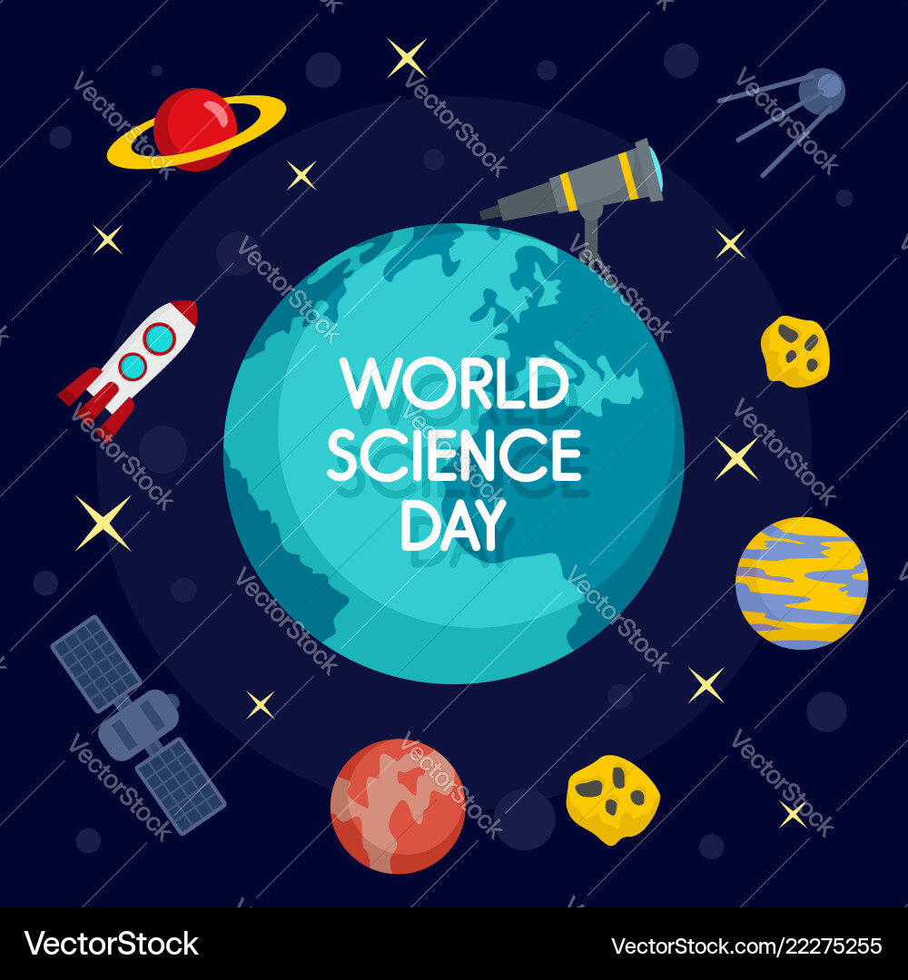 Global science day concept background flat style Vector Image