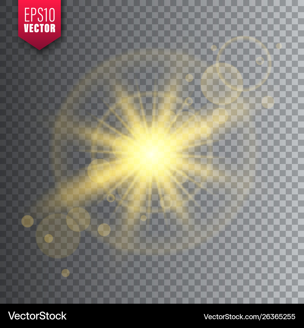 Glowing light on transparent background lens Vector Image