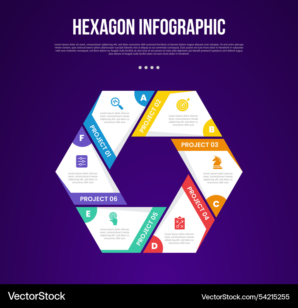 Hexagon or hexagonal six sided polygon template Vector Image