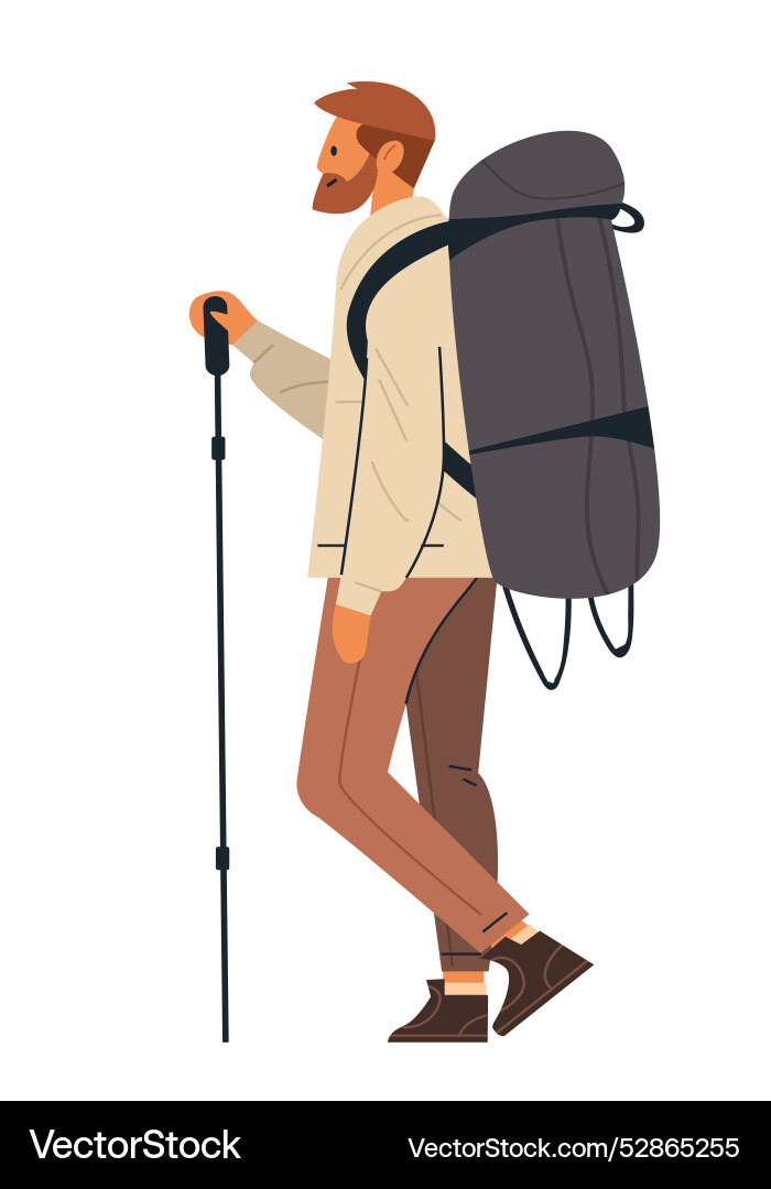 Male Hiker with Backpack Royalty Free Vector Image